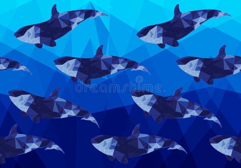 Low Poly Dark Fish on Low Poly Sea Stock Vector - Illustration of ...