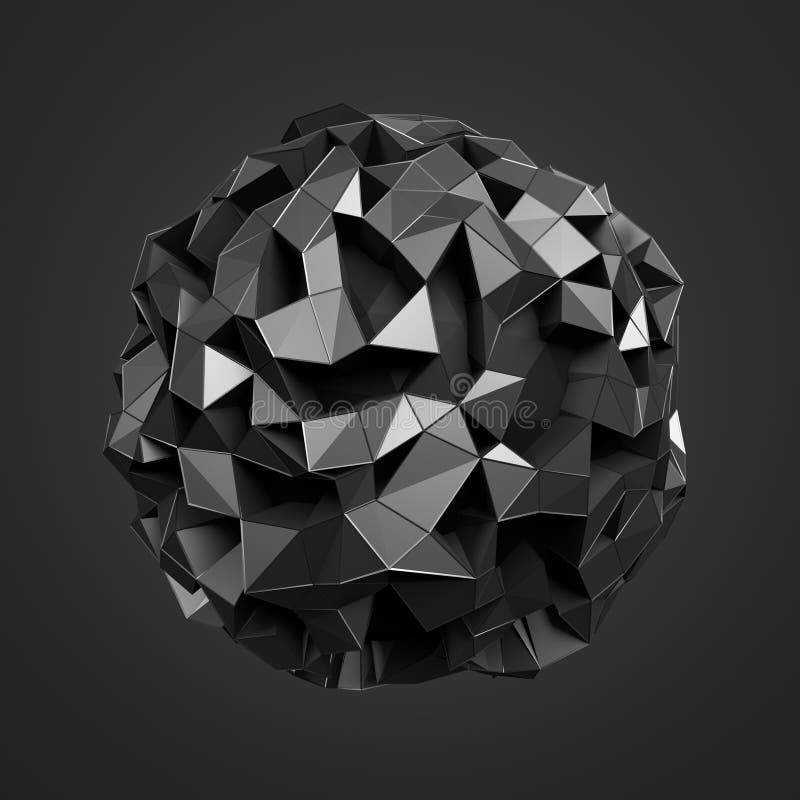 Low Poly Dark Sphere with Chaotic Structure Stock Illustration ...