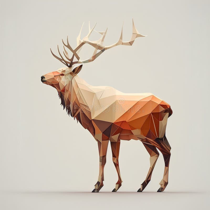 Low Poly Deer Isolated on White Background, Polygonal Style ...