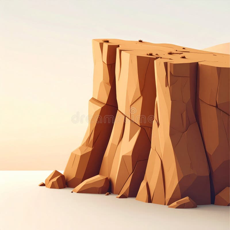 Low Poly Desert Cliff at Sunset Stock Illustration - Illustration of ...