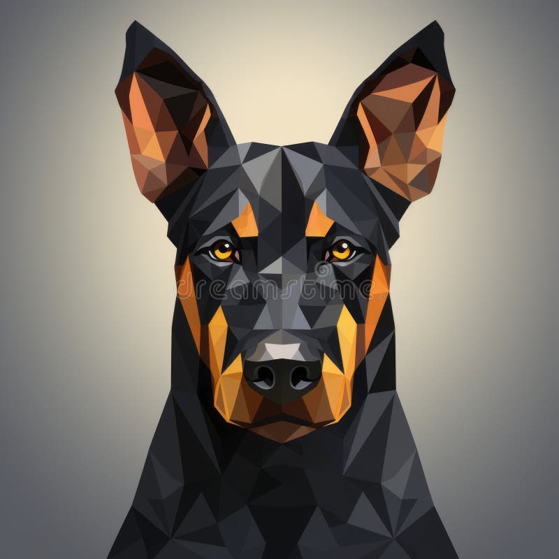 Polygonal Dog with Black and Brown Head and Ears Stock Illustration ...