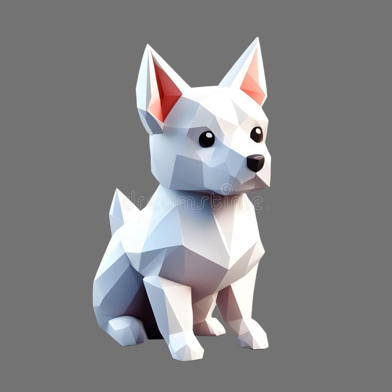 Low Poly White Dog 3d Render Stock Vector - Illustration of character ...