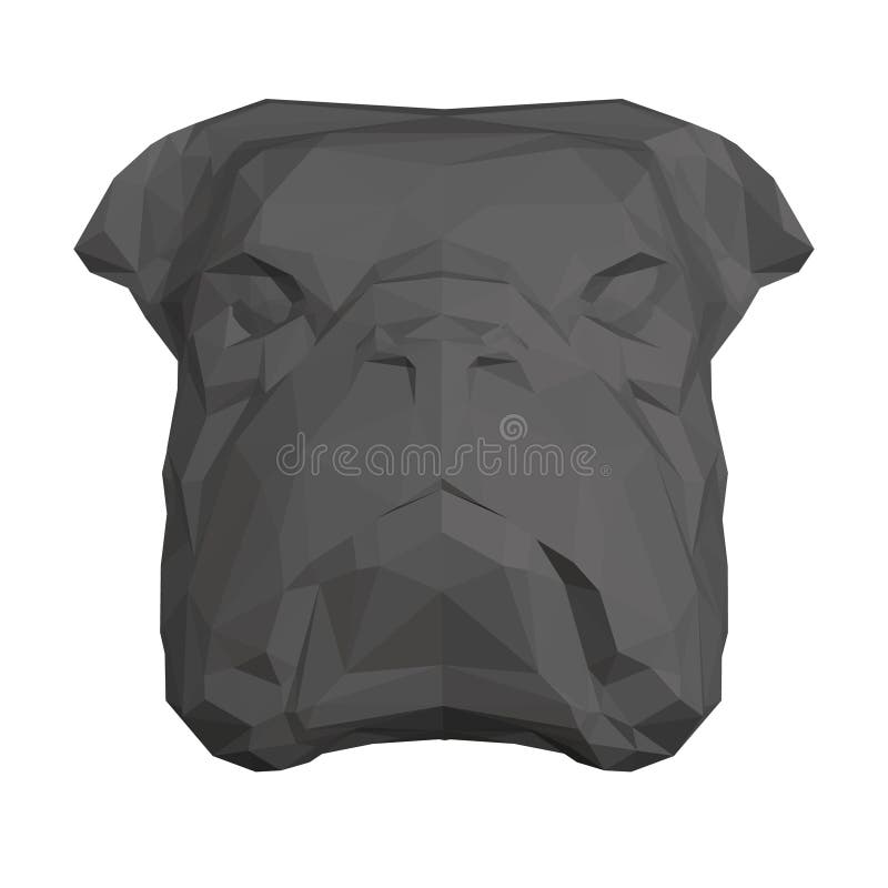 Low Poly Dog Head. Black Bulldog. Polygonal of the Dog Head. Front View ...