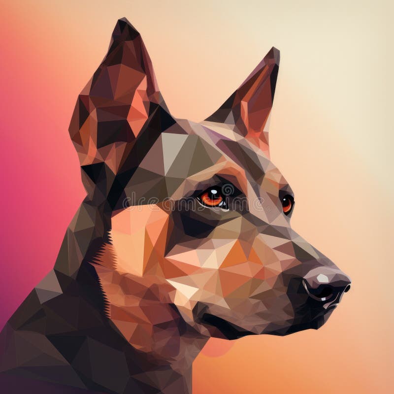 Low Poly Dog Portrait in Surreal Style Stock Illustration ...