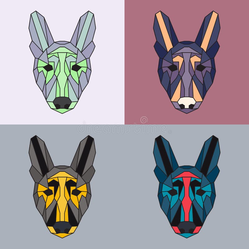 Low poly dogs set stock vector. Illustration of hound - 74174951