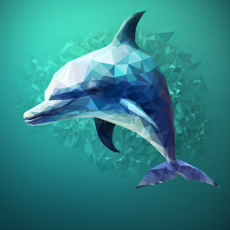 Low Poly Dolphin Portrait in Surreal Style Stock Illustration ...