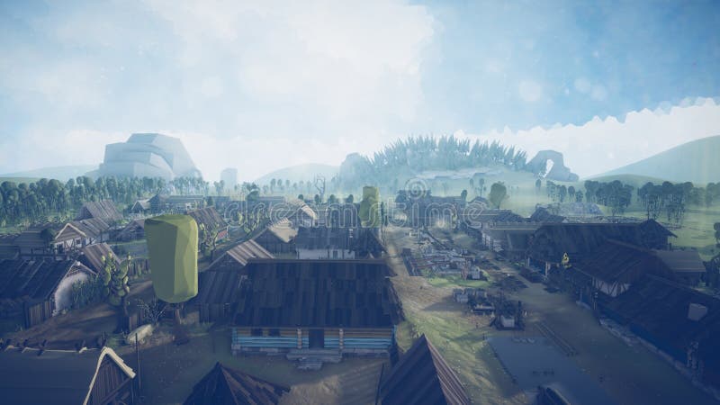 Low Poly Medieval Town stock illustration. Illustration of poly - 170146144