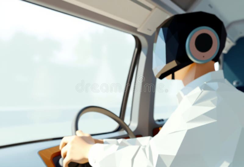Low Poly the Driver and Tram Rendered with a Low Numbe Stock Photo ...