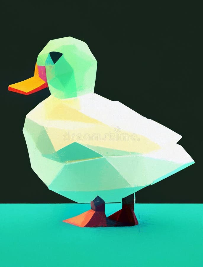Low Poly Duck - Stylized Digital Art Stock Illustration - Illustration ...