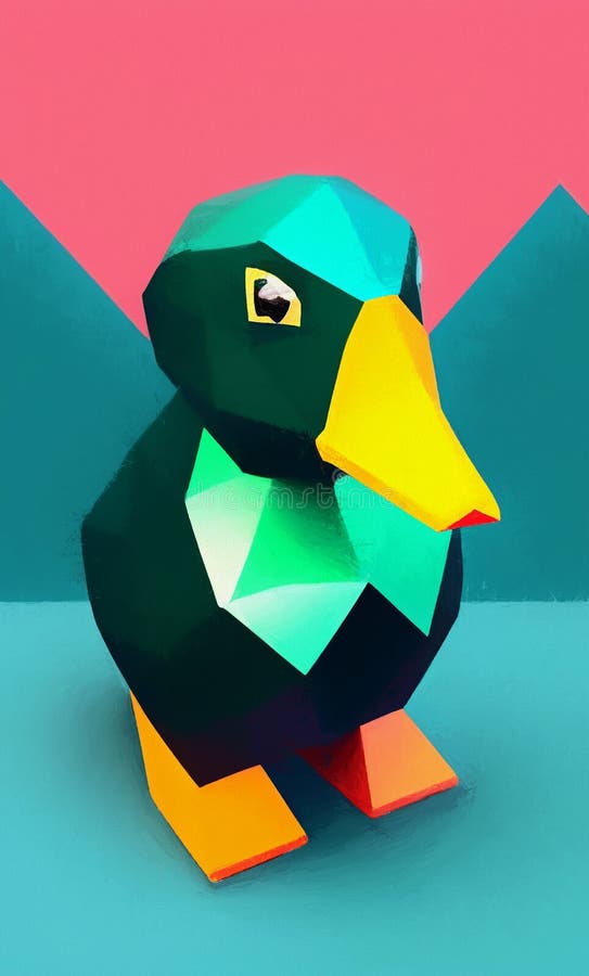 Low Poly Duck - Stylized Digital Art Stock Illustration - Illustration ...