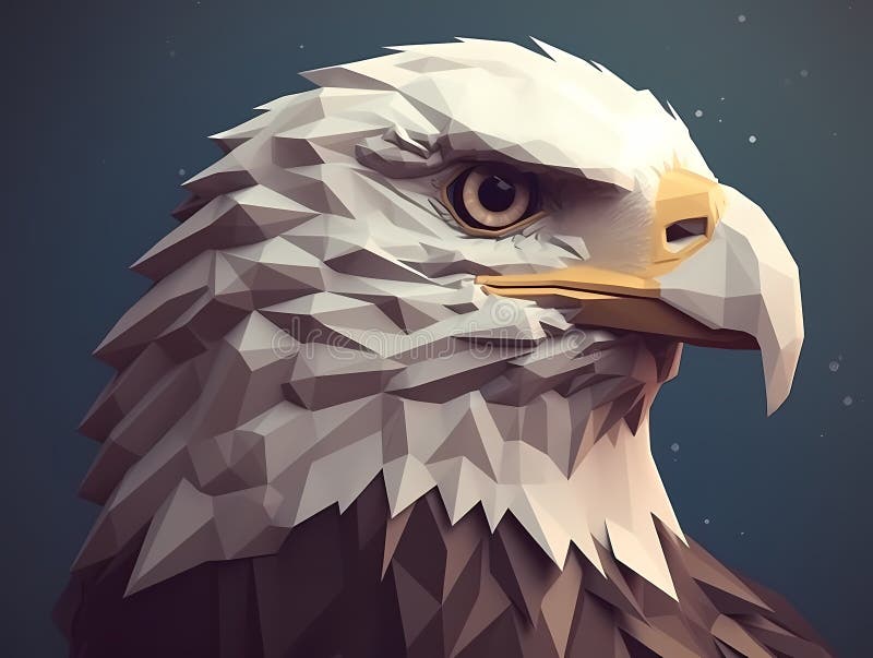 Low Poly Eagle Portrait on Dark Background, Generated by AI Stock ...