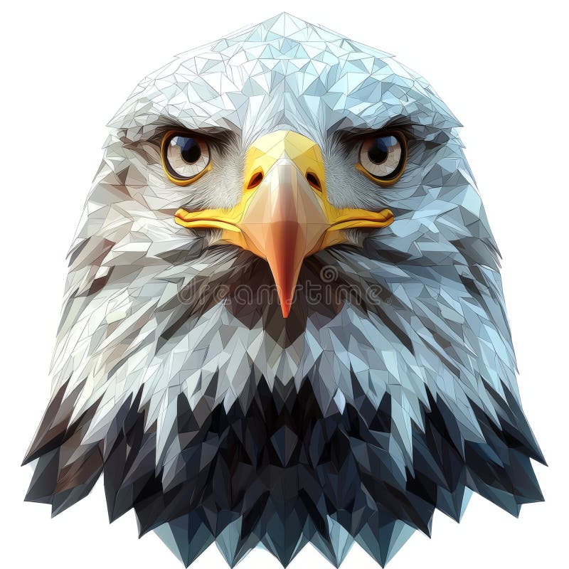 Low Poly Eagle Portrait with Glowing Forming Geometric Patterns ...