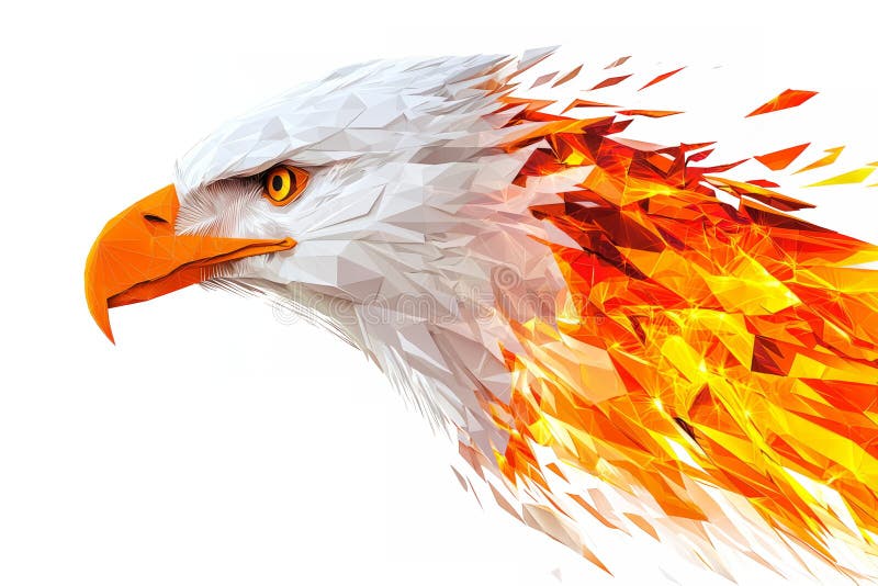 Low Poly Eagle Portrait with Glowing Forming Geometric Patterns ...