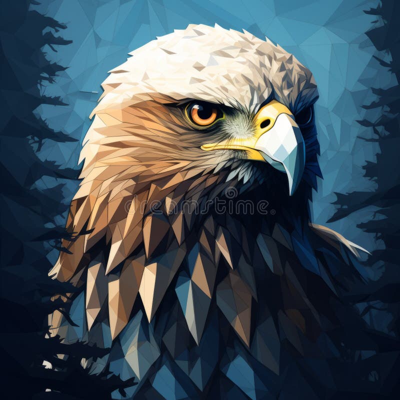 Low Poly Eagle Portrait: Surreal Vector Illustration Stock Illustration ...