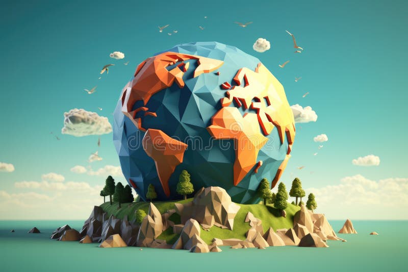 Low Poly Earth Globe Illustration. World Environment Day Stock ...