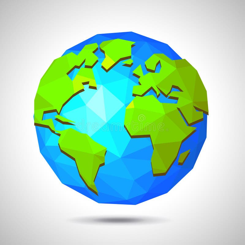 Low Poly Earth Isolated on White Vector Stock Vector - Illustration of ...