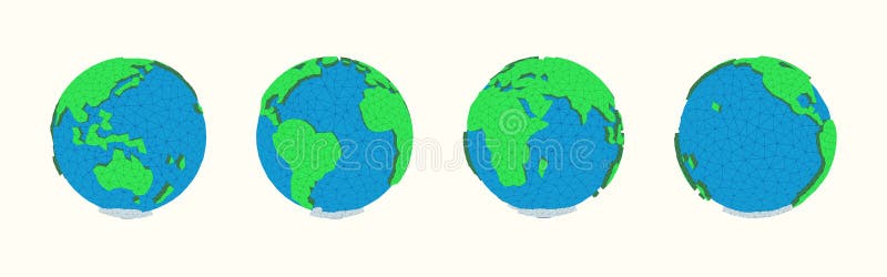 Low Poly Earth Plane 3d Image Stock Illustration - Illustration of ...