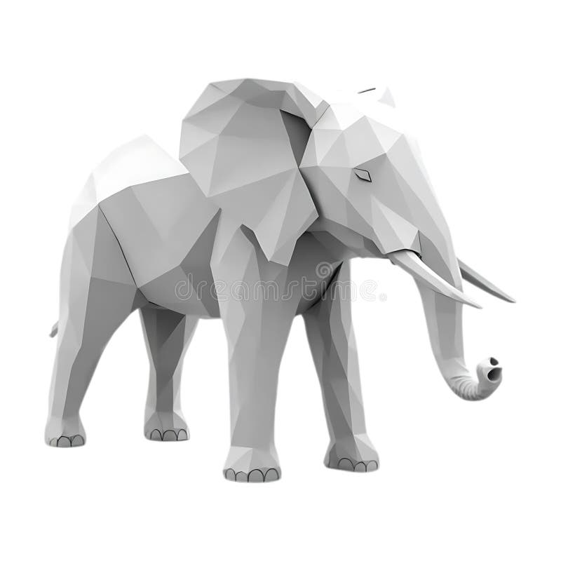 Low Poly Elephant 3D Model Graphic on Transparent Background Stock ...