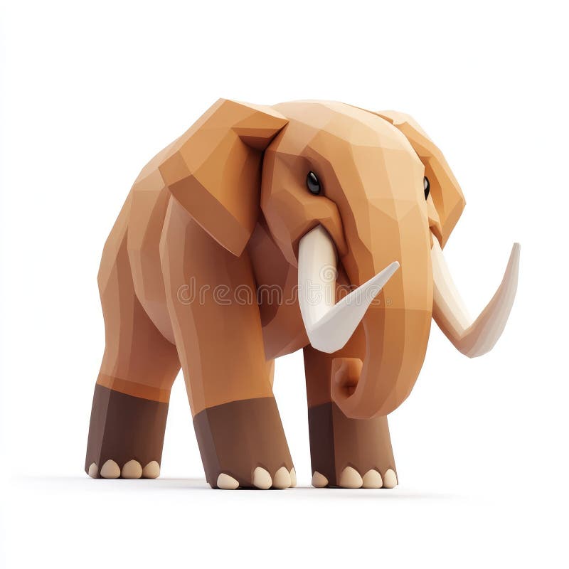 Low Poly Elephant, 3D Rendered Animal Model Stock Illustration ...