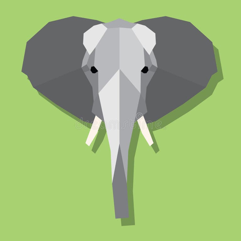 Low Poly Elephant Head Front. Vector Stock Vector - Illustration of ...