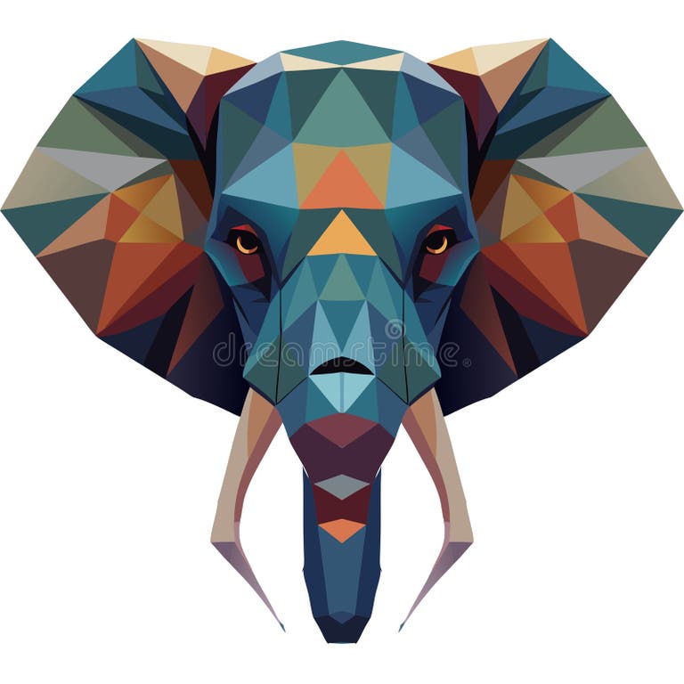 Low poly elephant head. stock vector. Illustration of symbol - 358522134