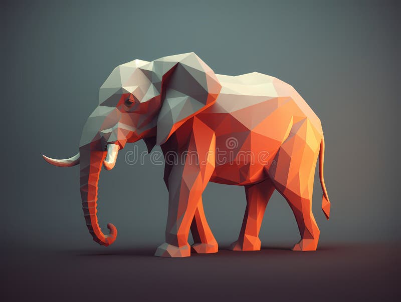 Low Poly Elephant Portrait on Dark Background, AI Generated Stock ...