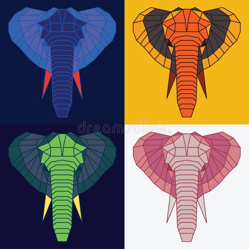 Low poly elephants set stock vector. Illustration of blue - 74288657