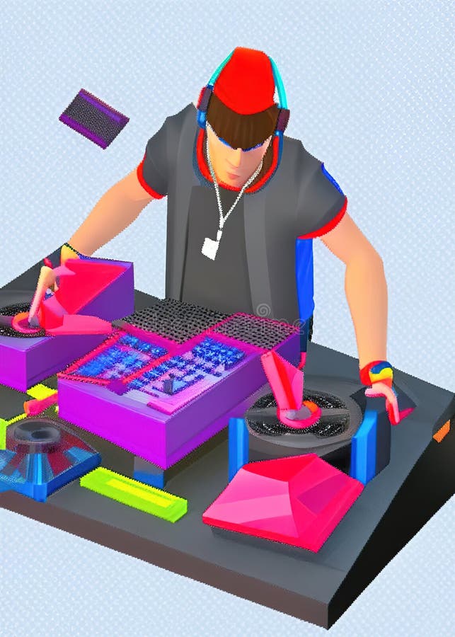 Low Poly:fantasy Creative Dj Play in Nightclub,Ai Generated Stock ...