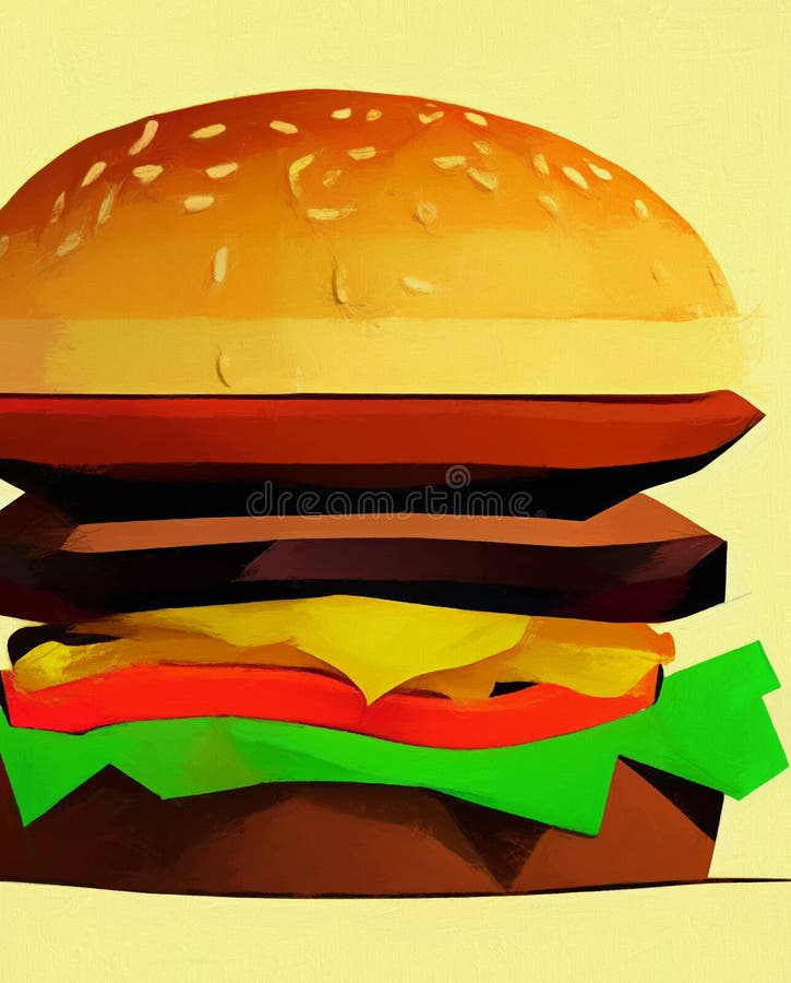 Low Poly Fast Food - Stylized Digital Art Stock Illustration ...