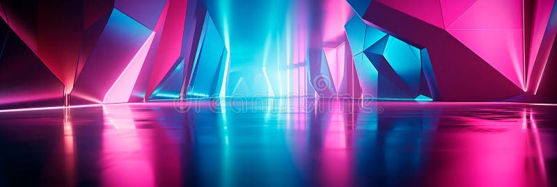 Low Poly Figures Illuminated by Bright Neon Lights Stock Photo - Image ...