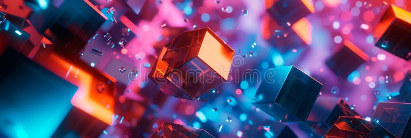 Low Poly Figures Illuminated by Bright Neon Lights Stock Photo - Image ...