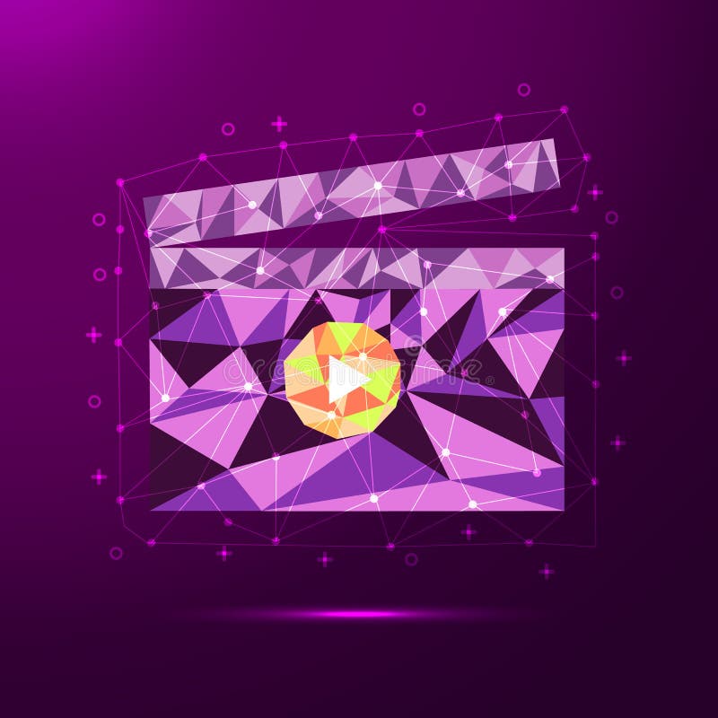 Low Poly Film Icon with Lines and Dots Stock Vector - Illustration of ...