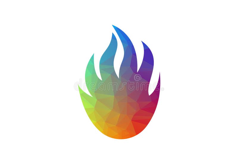 Low Poly and Fire Flame Logo Design, Vector Illustration Stock ...