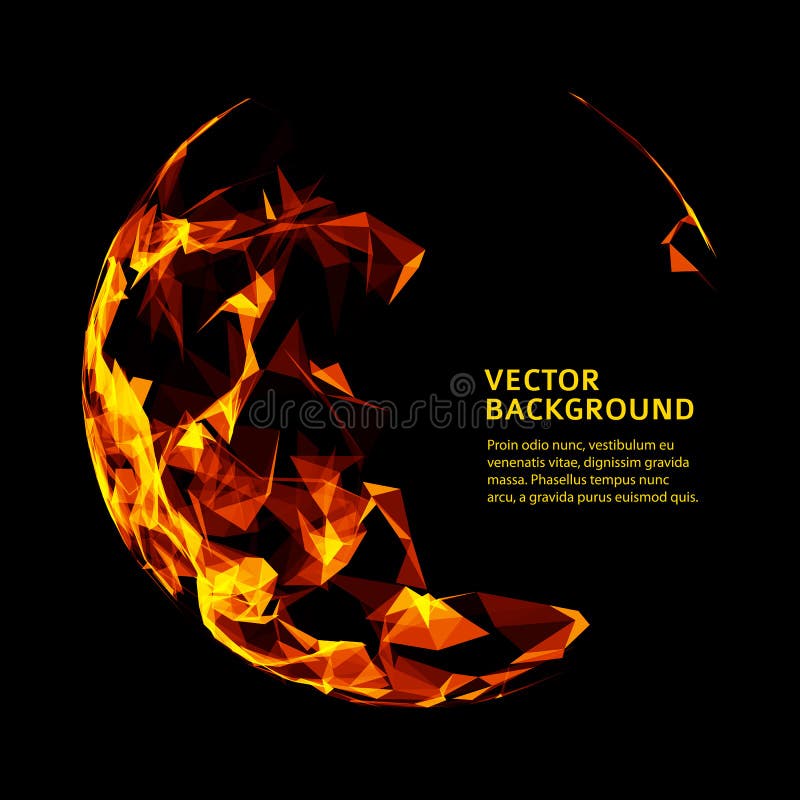 Low Poly Fire Flame Sphere. Futuristic Energy Circle. Stock Vector ...