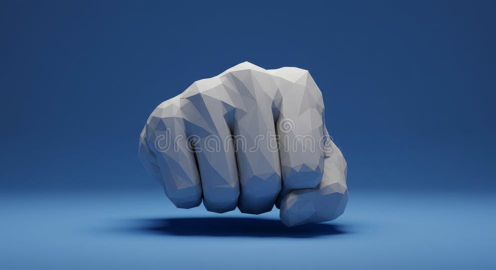 Low Poly Fist on Blue Background Abstract of a Low Polygon Fist ...