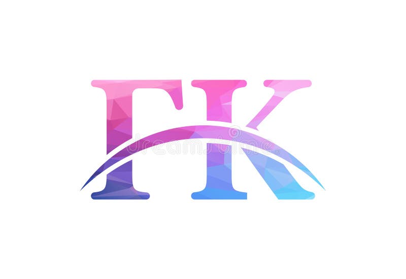 Low Poly and FK Letter Logo Design, Vector Illustration Stock Vector ...