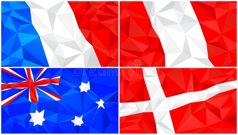 Low Poly Flag, Abstract Polygonal Triangular Background Set 3 Stock ...