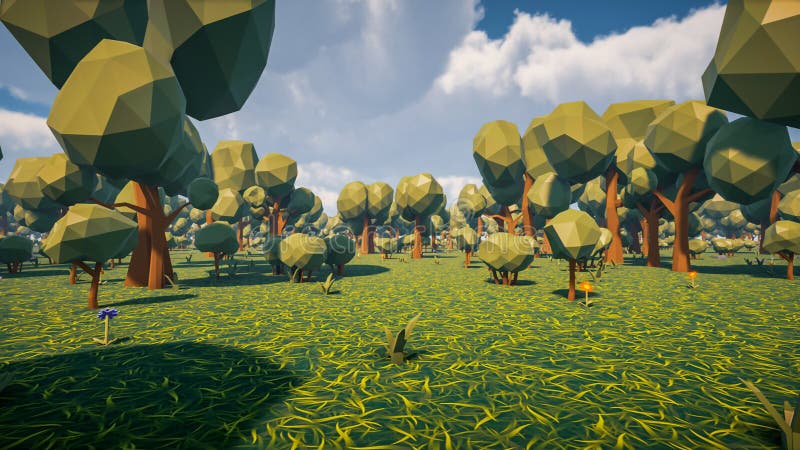 Low Poly Forest Landscape Background without Human and Animals 3d ...