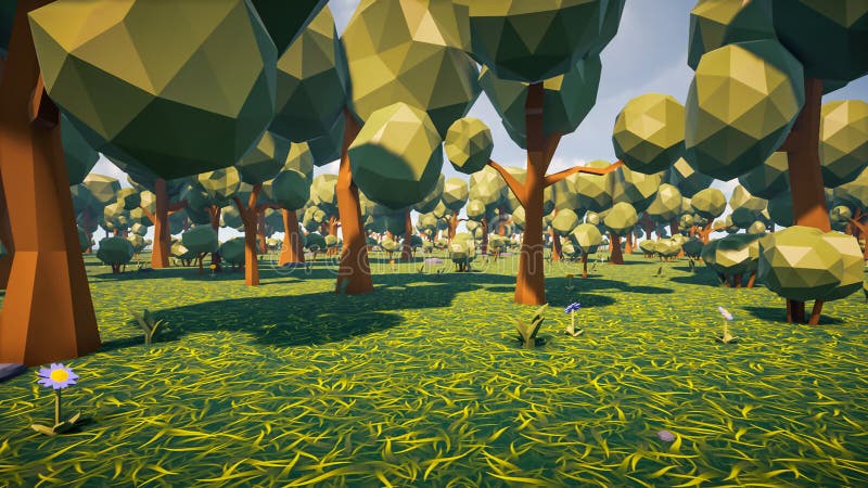 Low Poly Forest Landscape Background without Human and Animals 3d ...