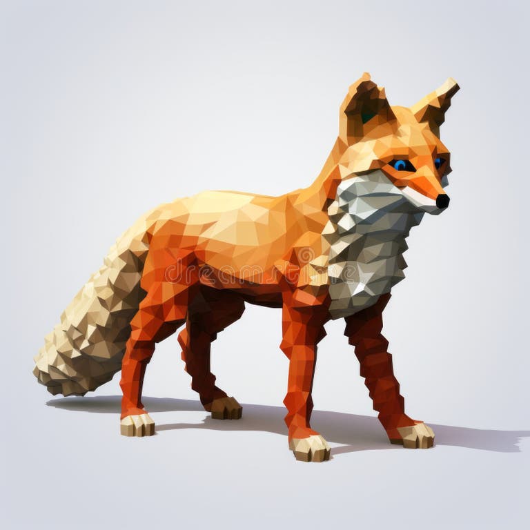 Low Poly Fox Illustration with Realistic Impressionistic Colors Stock ...