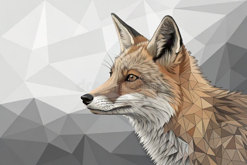 Low Poly Fox Portrait in Grey Geometric Landscape - Generated by Ai ...