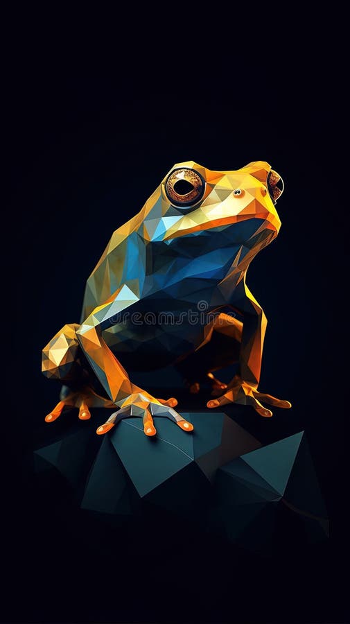 Low Poly Frog on Dark Background. Stock Illustration - Illustration of ...
