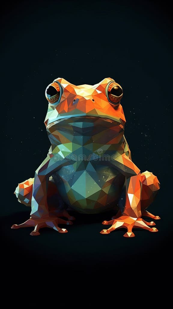Low Poly Frog on Dark Background. Stock Illustration - Illustration of ...