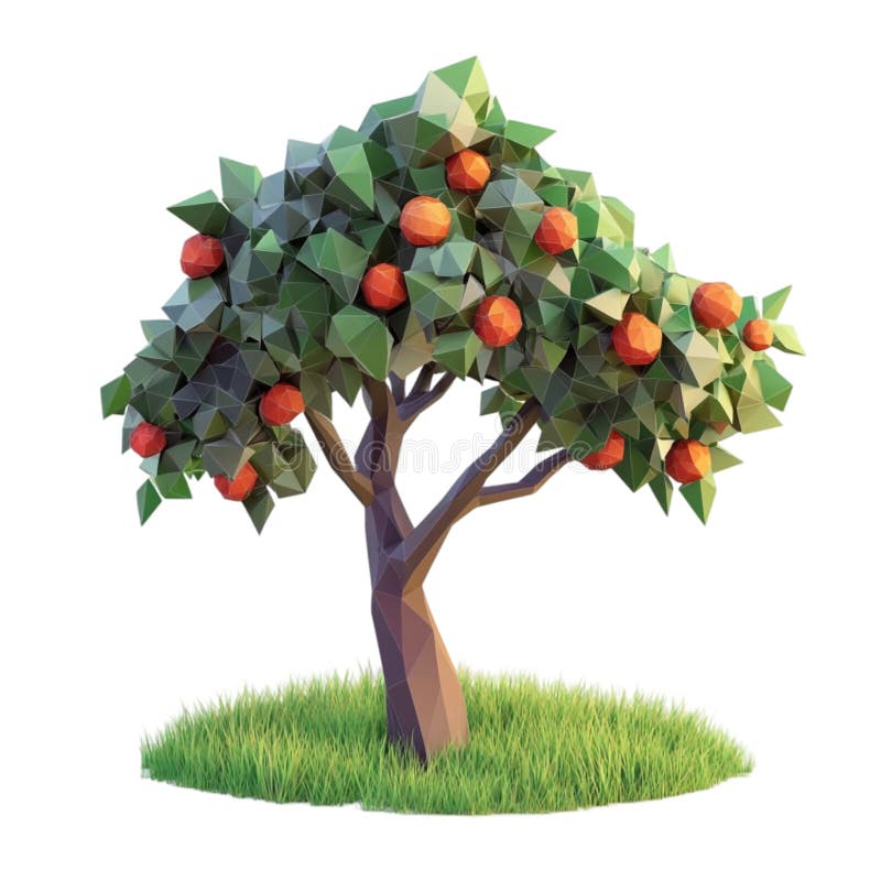 Stylized 3D Low-poly Trees in Various Shapes and Sizes Stock Image ...