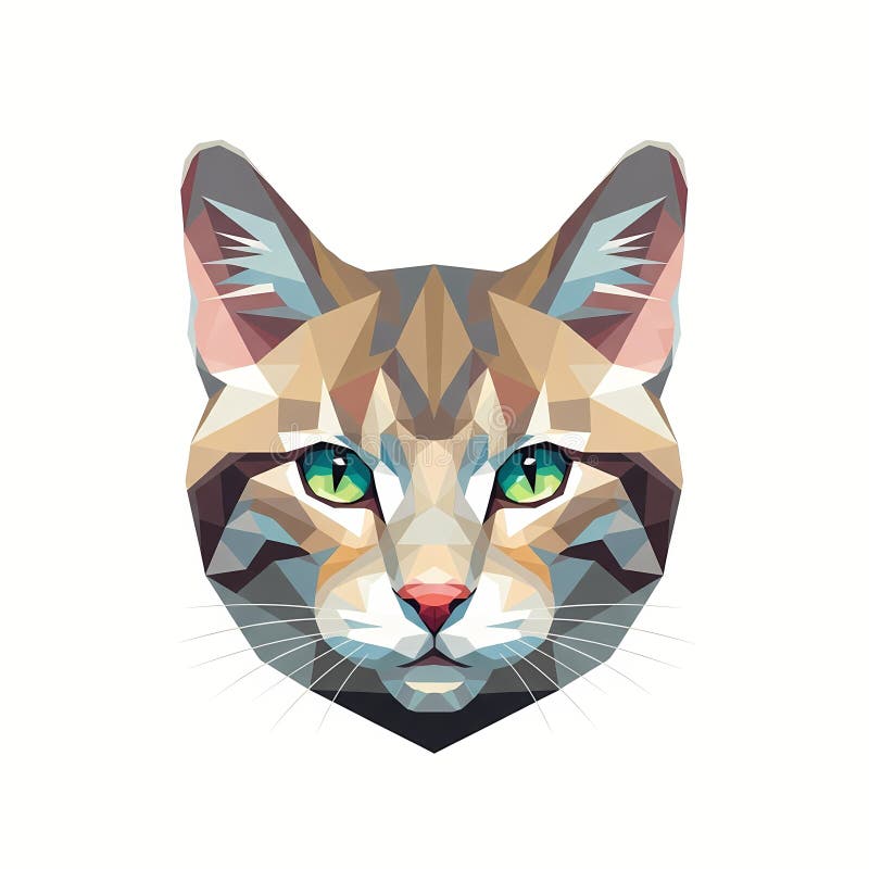 Low Poly Geometric Cat Head Vector Illustration Stock Illustration ...