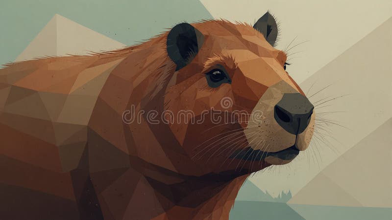 Low Poly Geometric Illustration of a Capybara with Faceted Design and ...
