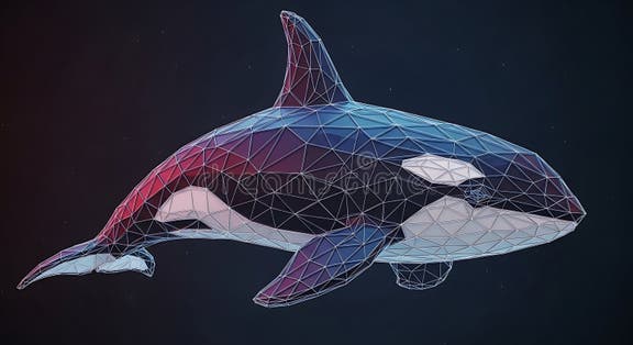 A Low-poly, Geometric Rendering of an Orca Whale (Orcinus Orca) with a ...