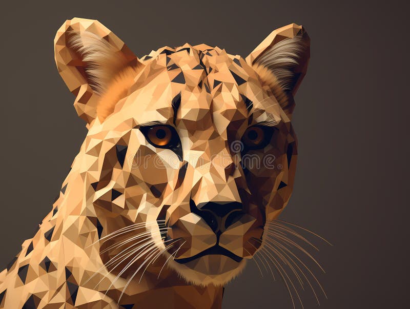 Low Poly Gepard Portrait, AI Generated Stock Illustration ...