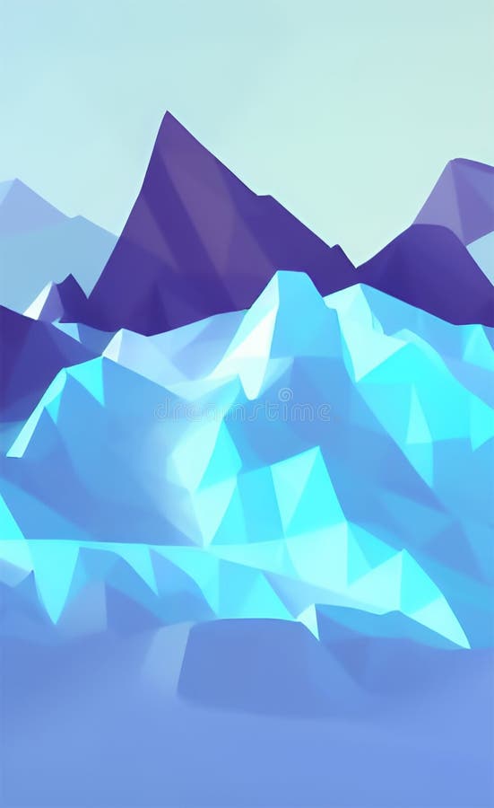 Low Poly Glacier - Stylized Digital Art Stock Illustration ...
