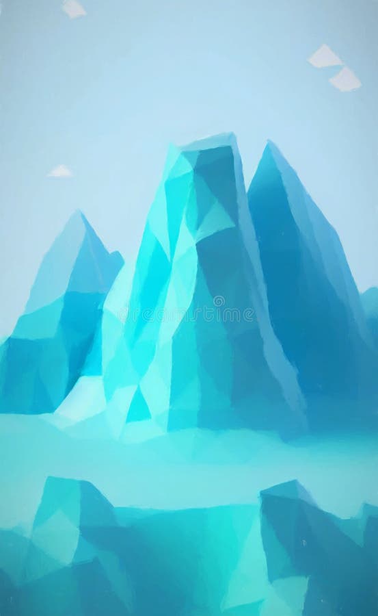 Low Poly Glacier - Stylized Digital Art Stock Illustration ...